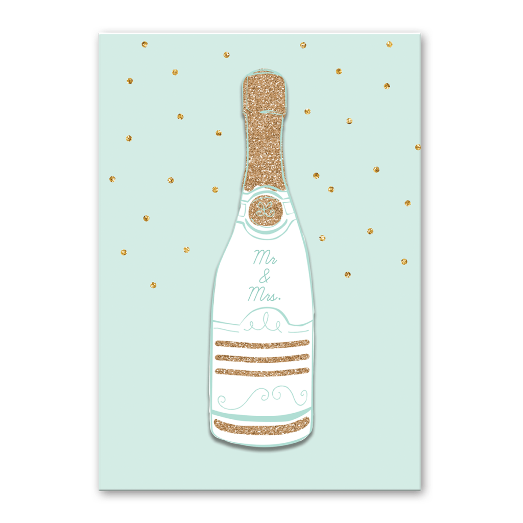 Wedding Champagne Bottle Greeting Card - Lady Jayne