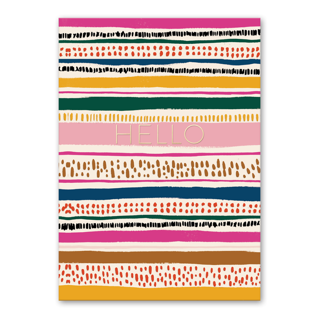 Blank Hello Stripe Greeting Card - Lady Jayne