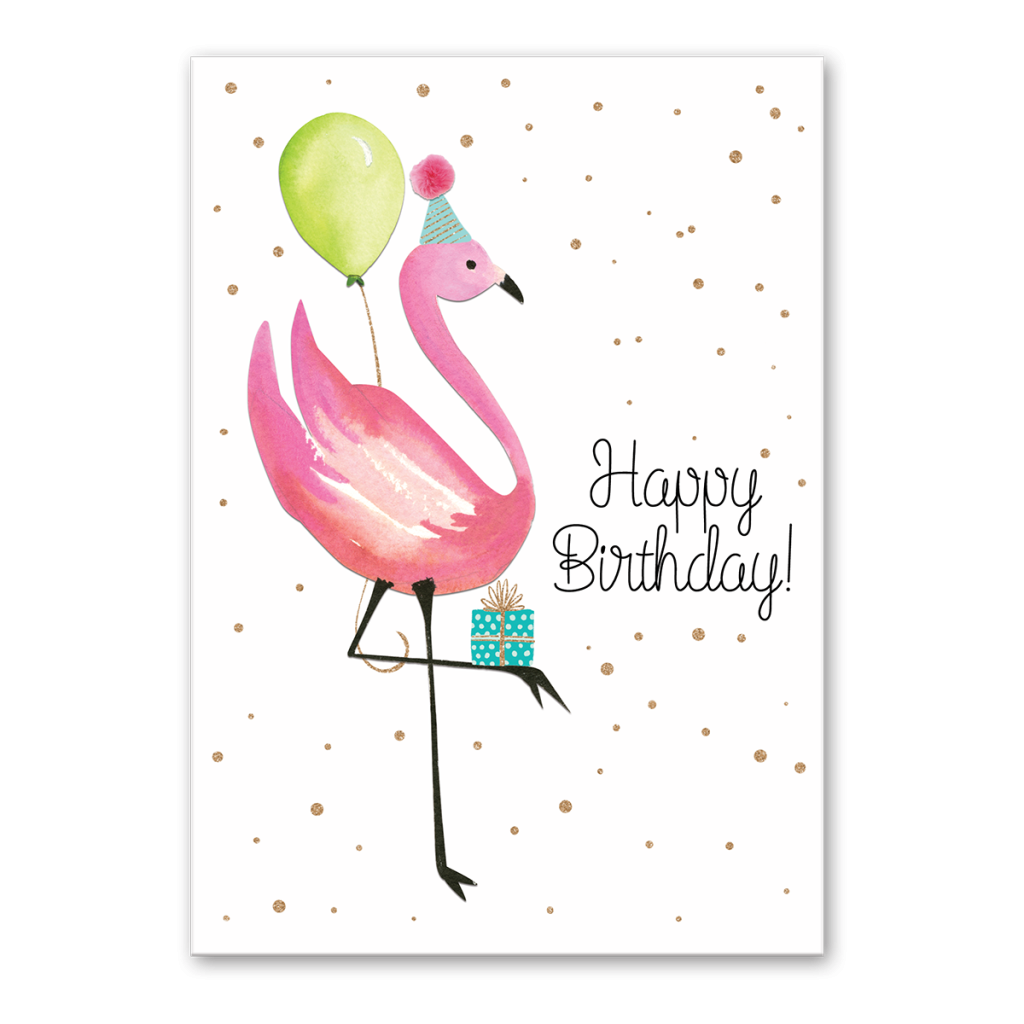 Birthday Flamingo Greeting Card - Lady Jayne